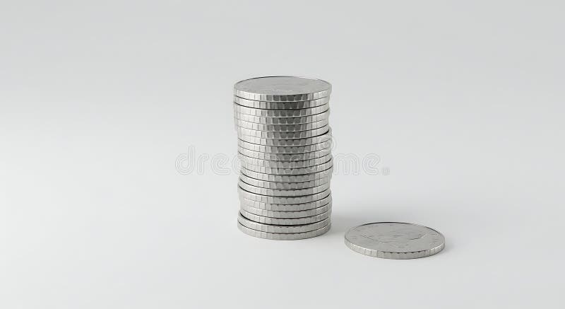 Stack of Silver Coins on White Background Stock Illustration ...
