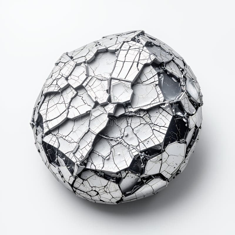 Cracked White Sphere on White Background: Minimalist Abstract Studio ...