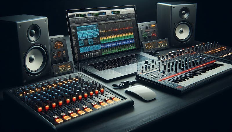 Professional Audio Editing Workstation Setup Stock Illustration ...