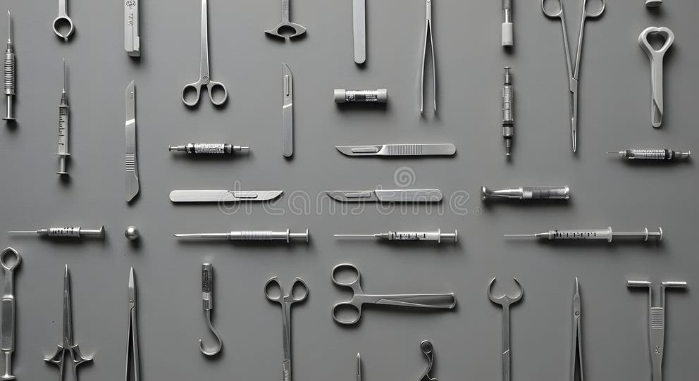 Surgical Instruments Flat Lay: Sterile Medical Tools Background Stock ...