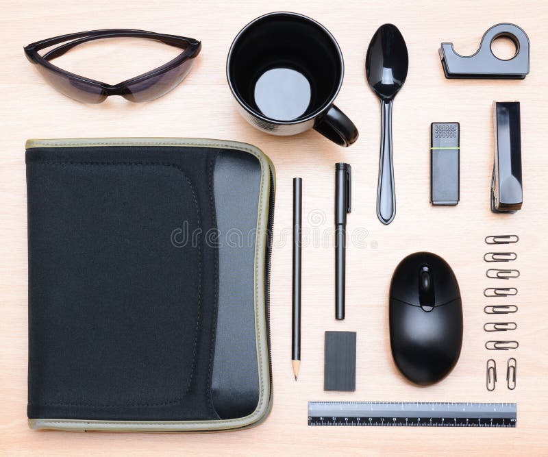 Desk Items - Keyboard, Smart Phone, Coffee and a Pen Stock Photo ...