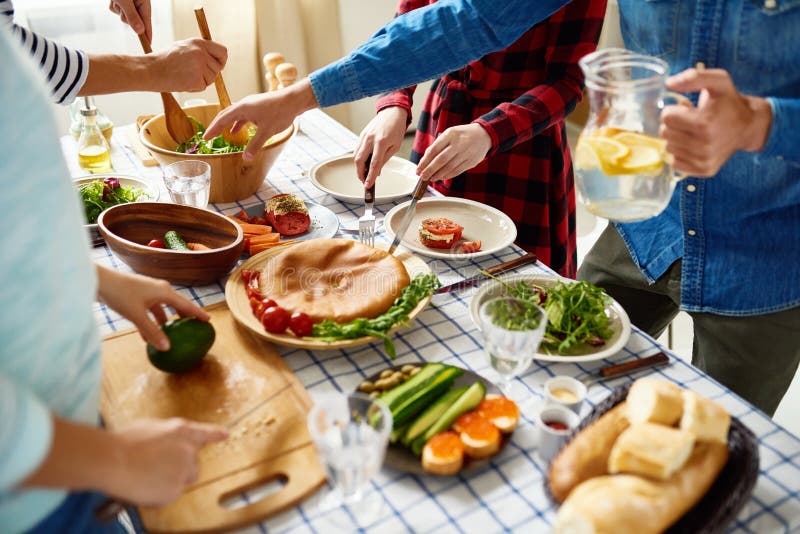 People Making Dinner Together Stock Image - Image of feast, dinner ...