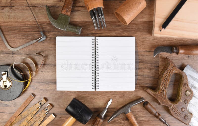 High Angle Closeup of a Large Group of Tools Arranged Around an Open ...