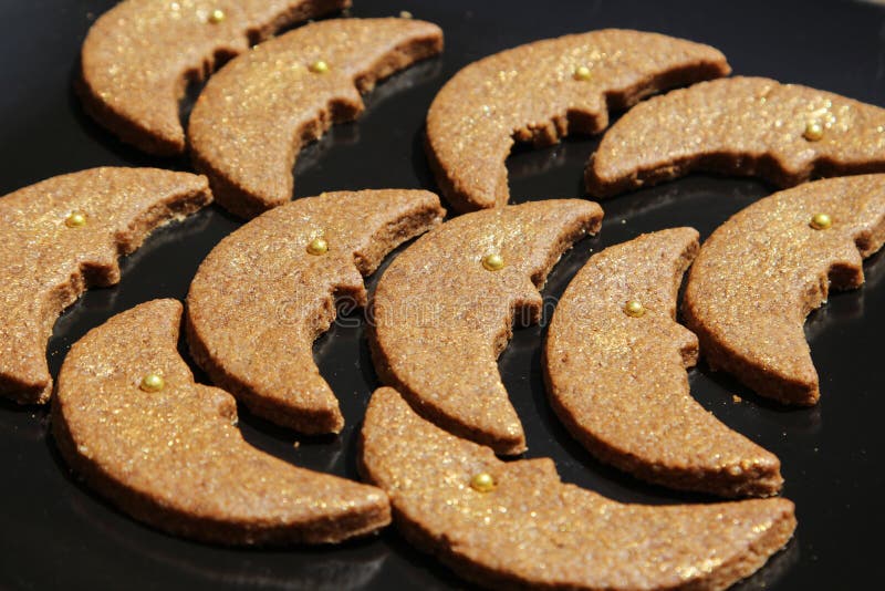 High Angle Closeup Shot of Moon-shaped Cookies on a Tray Stock Photo ...