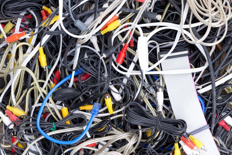 Tangled Up Wires, Connections And Cables. Stock Photo - Image of rubber ...