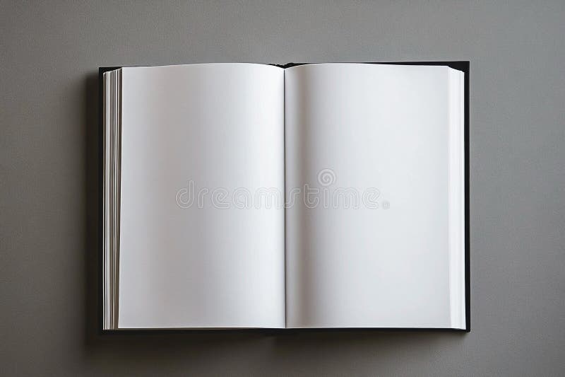 Open Blank Book White Pages Displayed Against Gray Background Stock ...