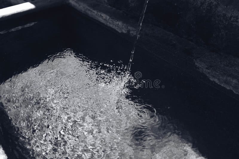 High Angle Grey Scale Shot of a Stream of Water and a Small Pool Stock ...