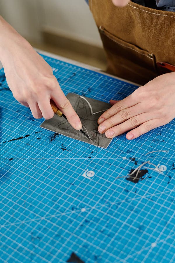 Artisan Cutting Out Pattern for Printing Stock Image - Image of ...