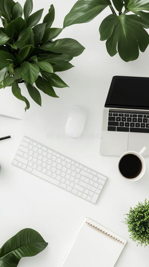 High Angle Minimalistic Business Desk Stock Image - Image of multimedia ...