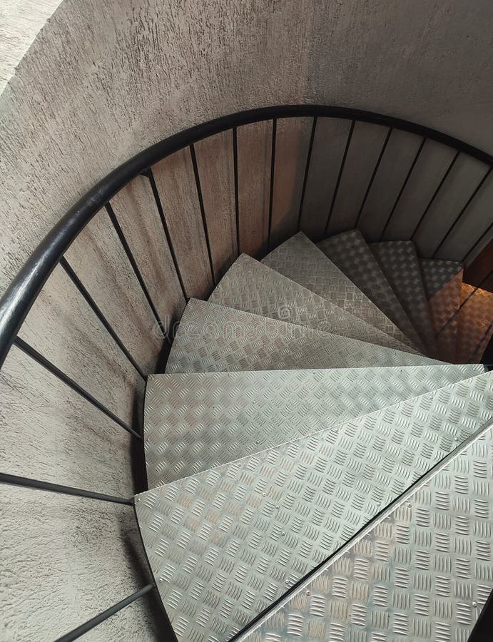 High Angle of Modern Steel Spiral Staircase . Stock Photo - Image of ...