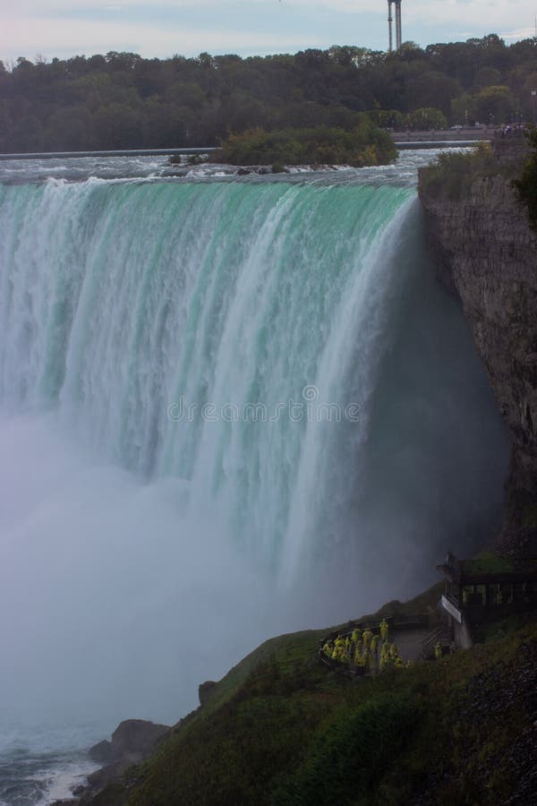High-angle of Niagara Falls with Trees and Sky Background Stock Image ...