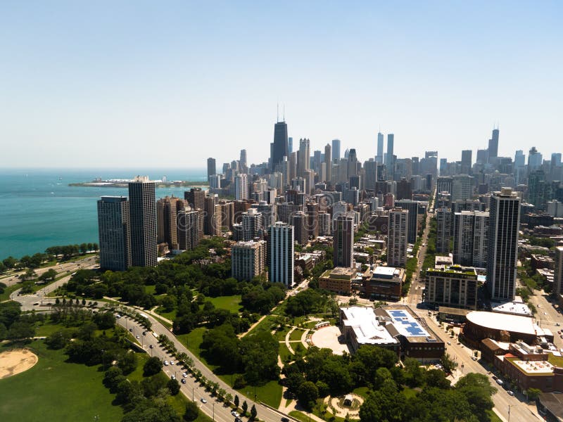 High Angle Overhead View of Chicago Skylines Stock Photo - Image of ...