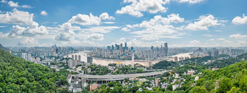 High Angle Panorama of Chongqing City Skyline Stock Photo - Image of ...