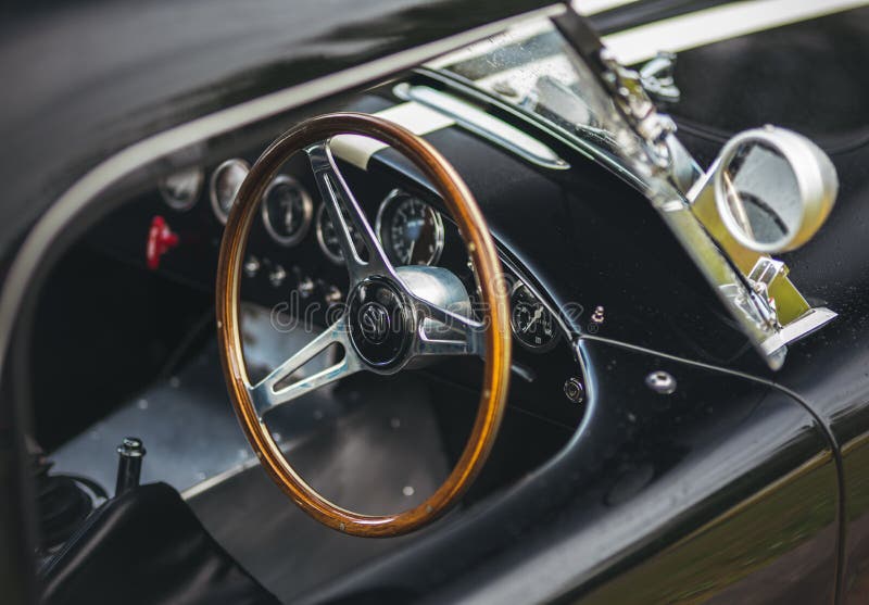 High-angle Partial View of a Black AC Cobra Car Interior Editorial ...