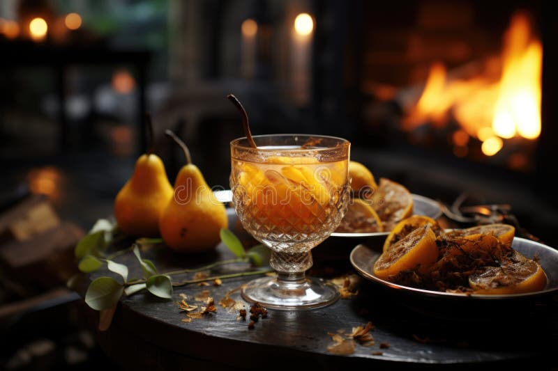 High Angle and Pear Drinks on T Stock Illustration - Illustration of ...