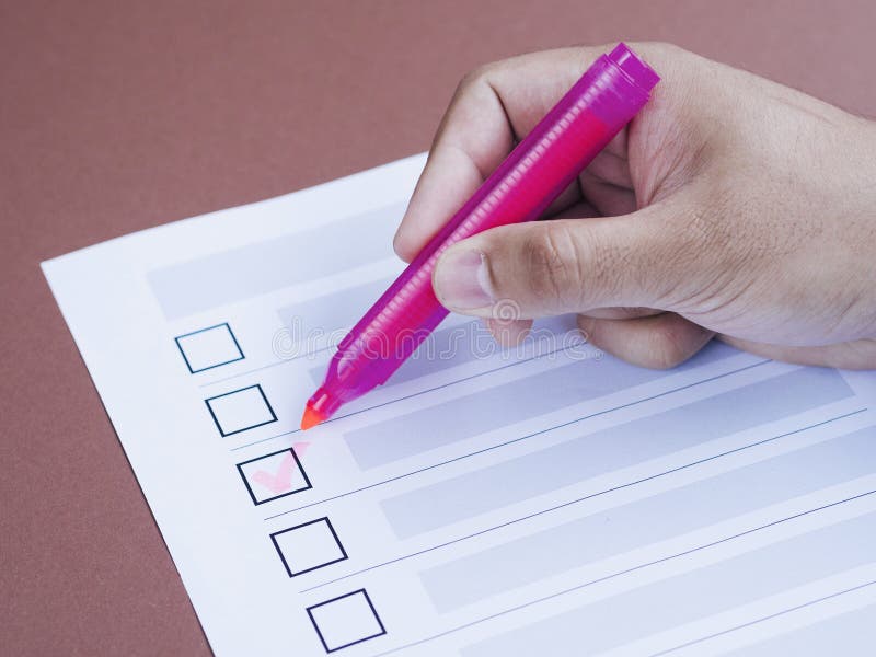 High Angle Person Checking Box Close Up. High Quality Photo Stock Photo ...