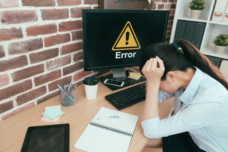 High Angle Photo of Computer Getting Mistake Stock Photo - Image of ...