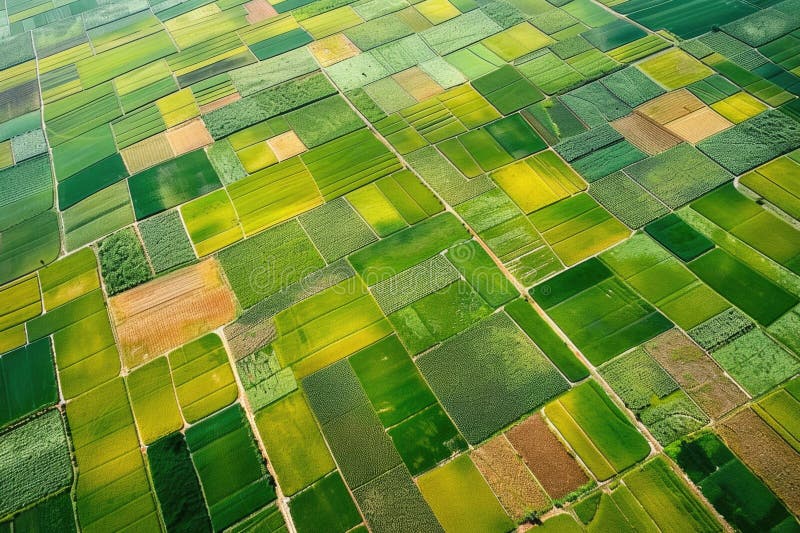 Aerial View of Vast Agricultural Fields Showing Different Crops and ...