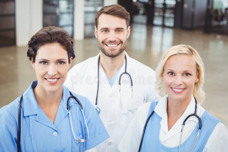 High Angle Portrait of Smiling Doctors and Nurse Stock Photo - Image of ...
