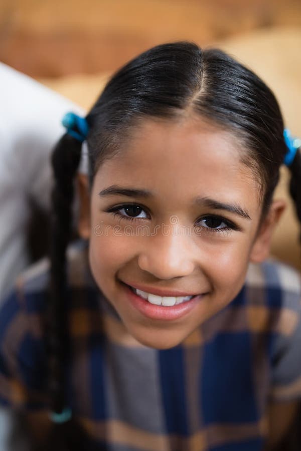 High Angle Portrait of Smiling Girl Stock Photo - Image of camera, eyes ...