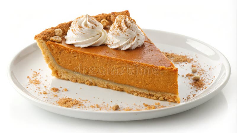 High-Angle Pumpkin Pie Slice with Whipped Cream Stock Illustration ...
