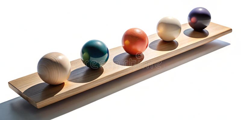 High Angle of Rectangle Plank with Colored Spheres Stock Illustration ...