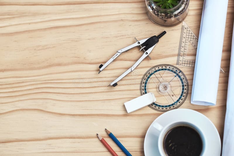 Creativity Awaits You. High Angle Shot of an Architects Work Desk ...