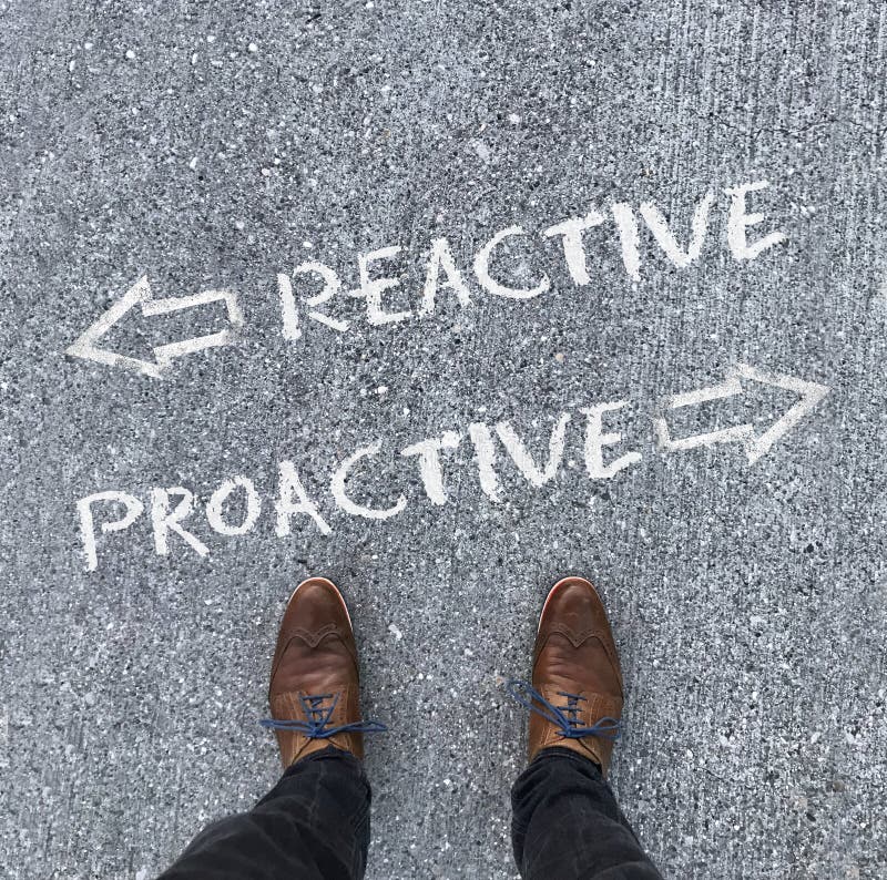 High Angle Shot of Arrows and the Words Reactive, Proactive Written in ...