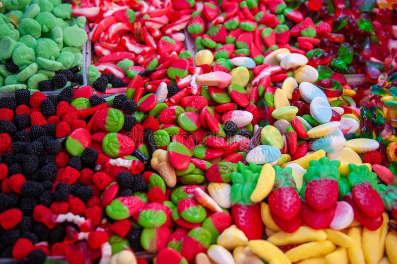 High Angle Shot of Assorted Gummy Candies Stock Image - Image of macro ...