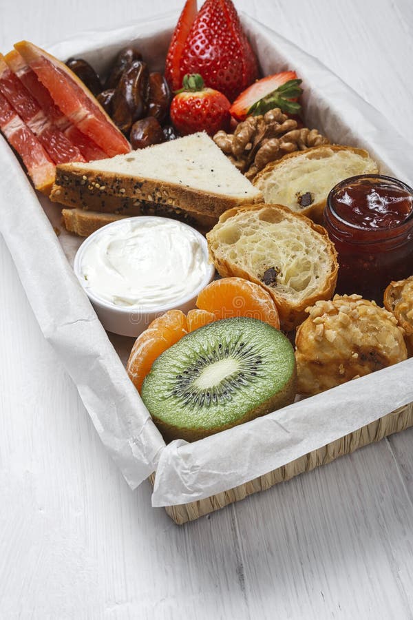 High Angle Shot of Assorted Healthy Brunch Foods in a Box Stock Photo ...