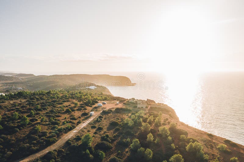 High Angle Shot of the Beautiful Beach and Cliffs Over the Ocean ...