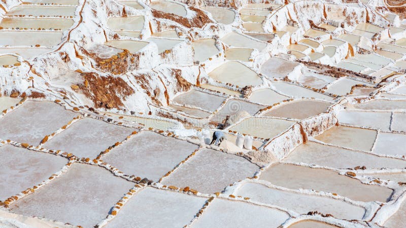 High Angle Shot of Beautiful Salt Pans in Maras, Peru Stock Photo ...