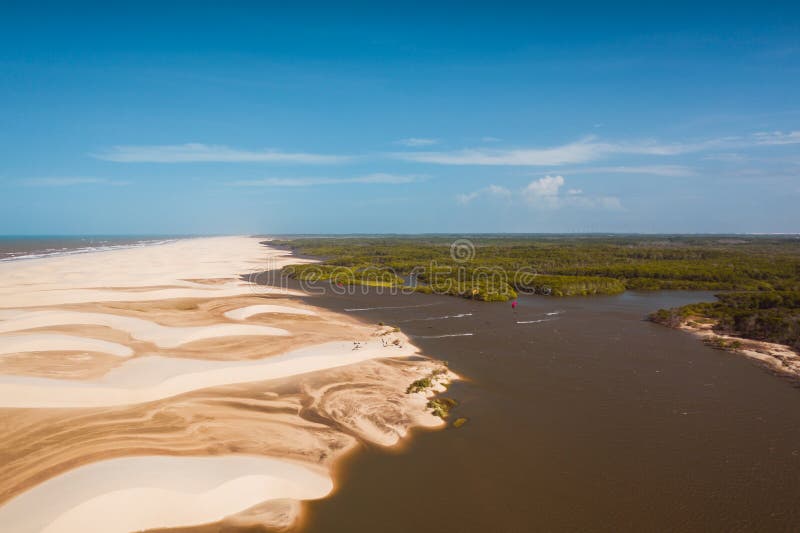 High Angle Shot of a Beautiful Tropical Land and the River Under the ...