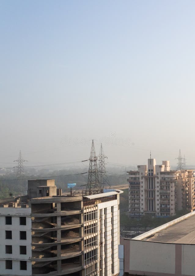 High Angle Shot of Buildings Under Construction in a Metro City Stock ...
