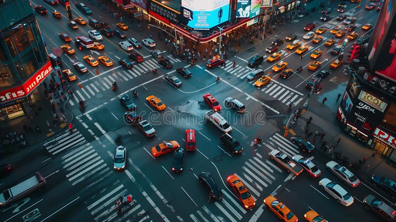 High-angle Shot Capturing the Vibrant Scene of a Bustling City ...