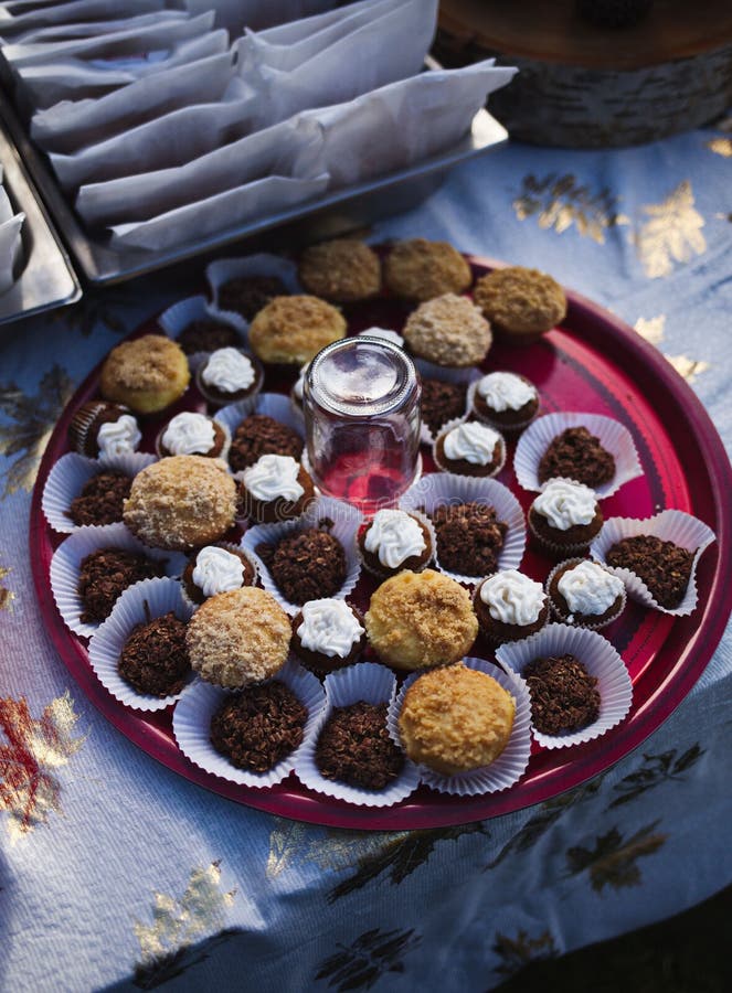 High-angle Shot of Chocolate Sweet Desser on a Red Plate. Stock Photo ...