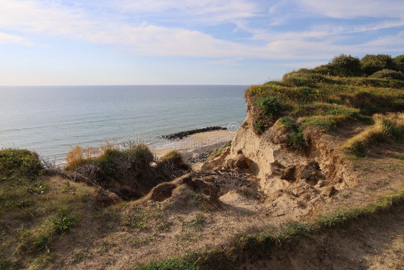High Angle Shot of a Cliff on a Beach in Lonstrup, Denmark Stock Image ...