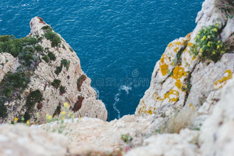 High Angle Shot of the Cliffs in Front of the Water Stock Image - Image ...