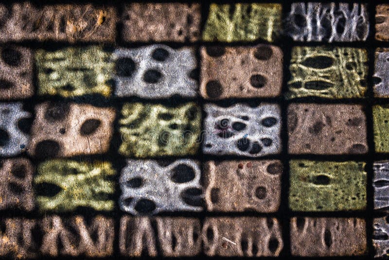 High Angle Shot of a Colorful Window Glass Shadow on the Ground Stock ...