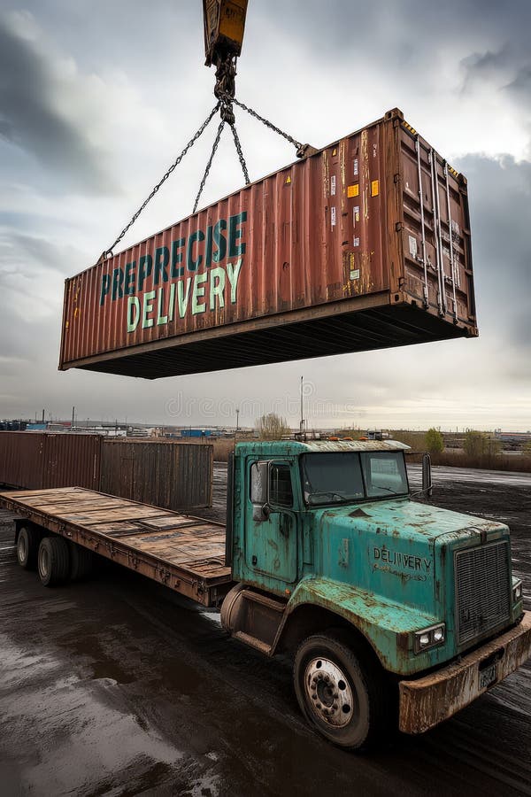 Precise Container Delivery stock illustration. Illustration of signage ...