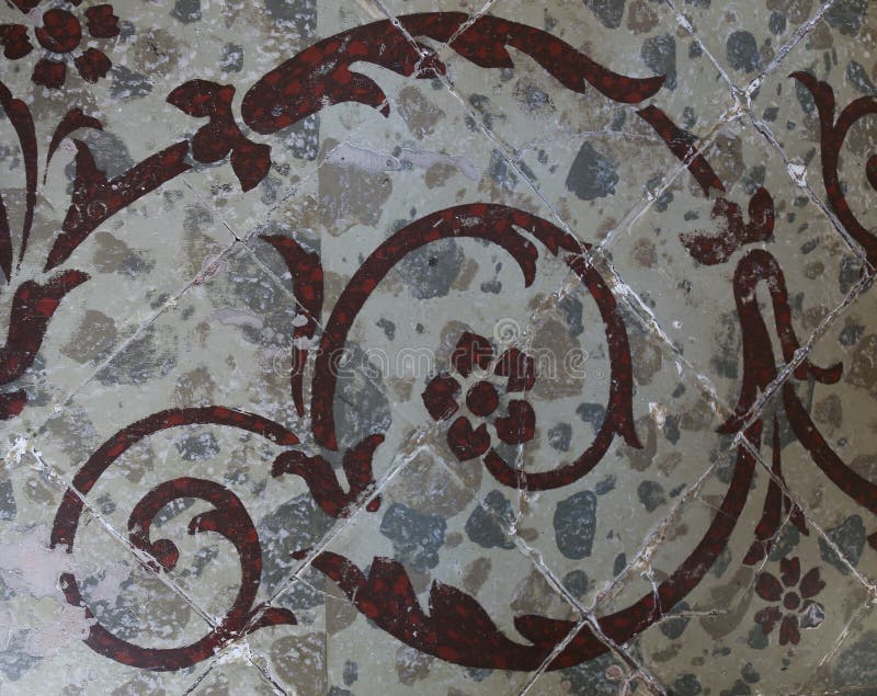 A High Angle Shot of a Decorative Worn Out Tile Stock Image - Image of ...