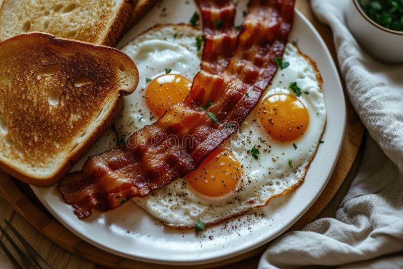A High Angle Shot of a Delicious Breakfast Spread Featuring Sunny-side ...