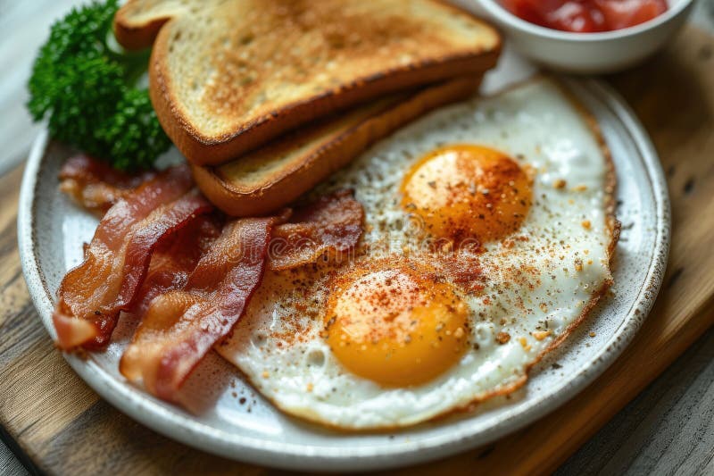 A High Angle Shot of a Delicious Breakfast Spread Featuring Sunny-side ...