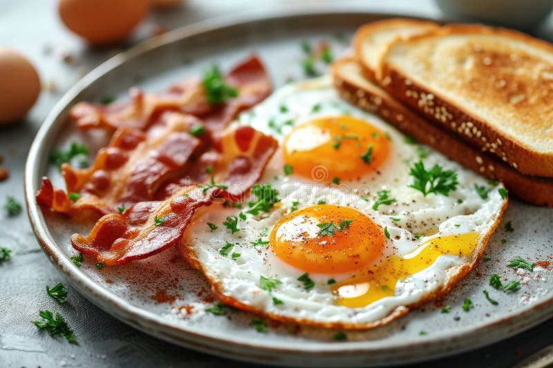 A High Angle Shot of a Delicious Breakfast Spread Featuring Sunny-side ...