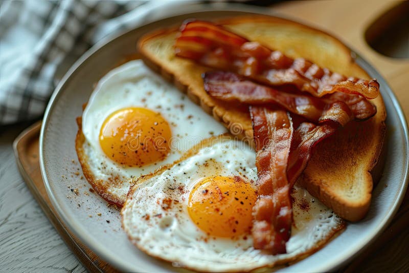 A High Angle Shot of a Delicious Breakfast Spread Featuring Sunny-side ...