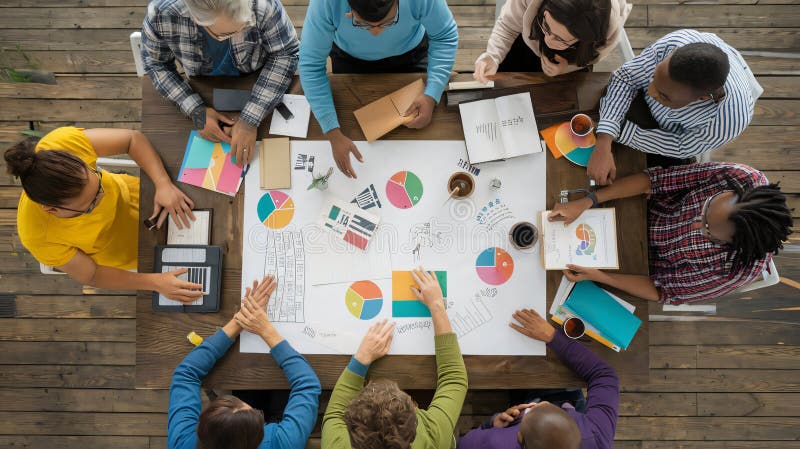 Diverse Team Brainstorming Business Strategy Charts Data Analysis ...