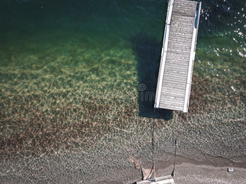 High Angle Shot of a Dock by the Sea Stock Image - Image of sand ...