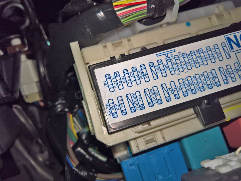High Angle Shot of an Electrical Fuse Box in a Car Stock Image - Image ...