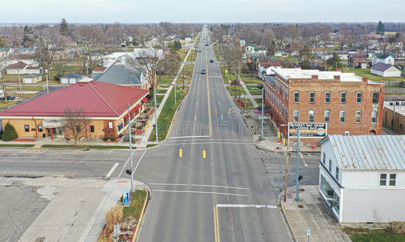 High-angle Shot of an Empty Intersection in an Small Town during the ...