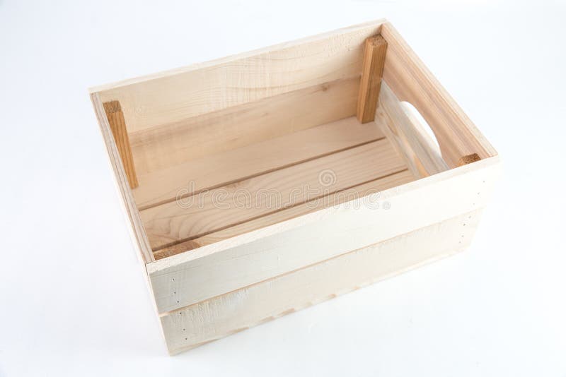 High Angle Shot of an Empty Wooden Box Isolated on a White Background ...